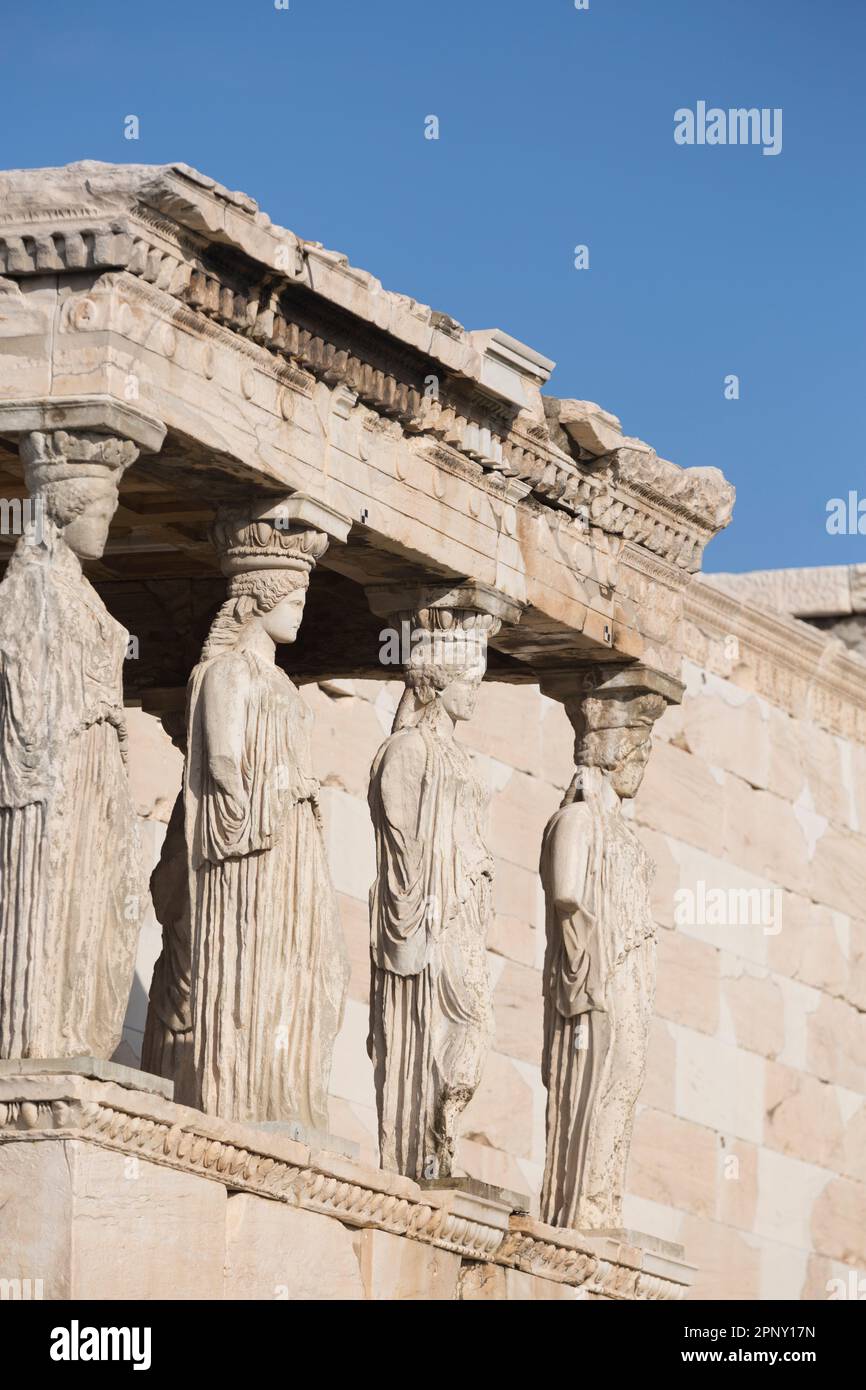 Greece, Athens, Caryatid Porch of the temple Erechtheion on the north ...