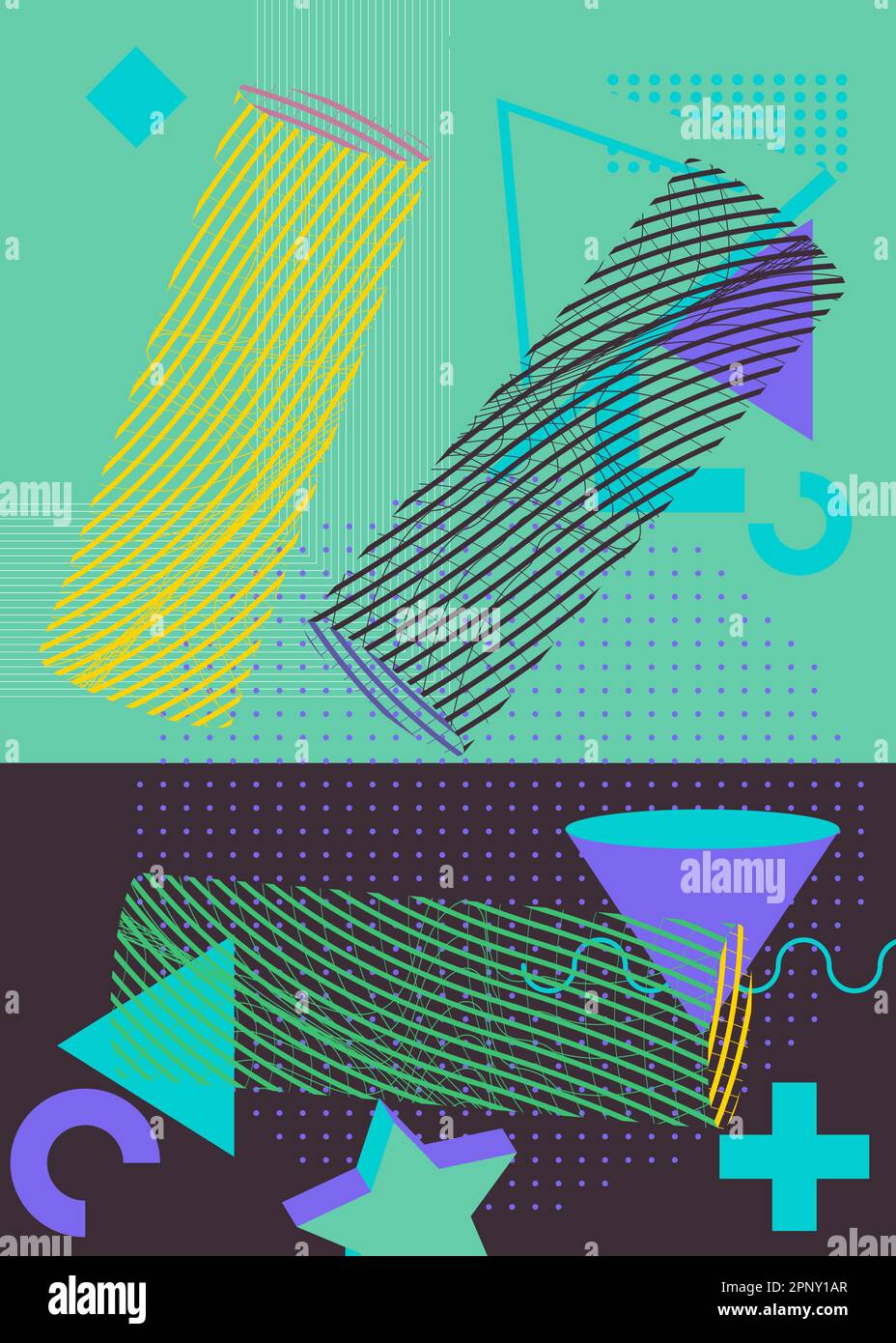 Colorful geometric cover. Abstract busy geometry background. Minimal ...