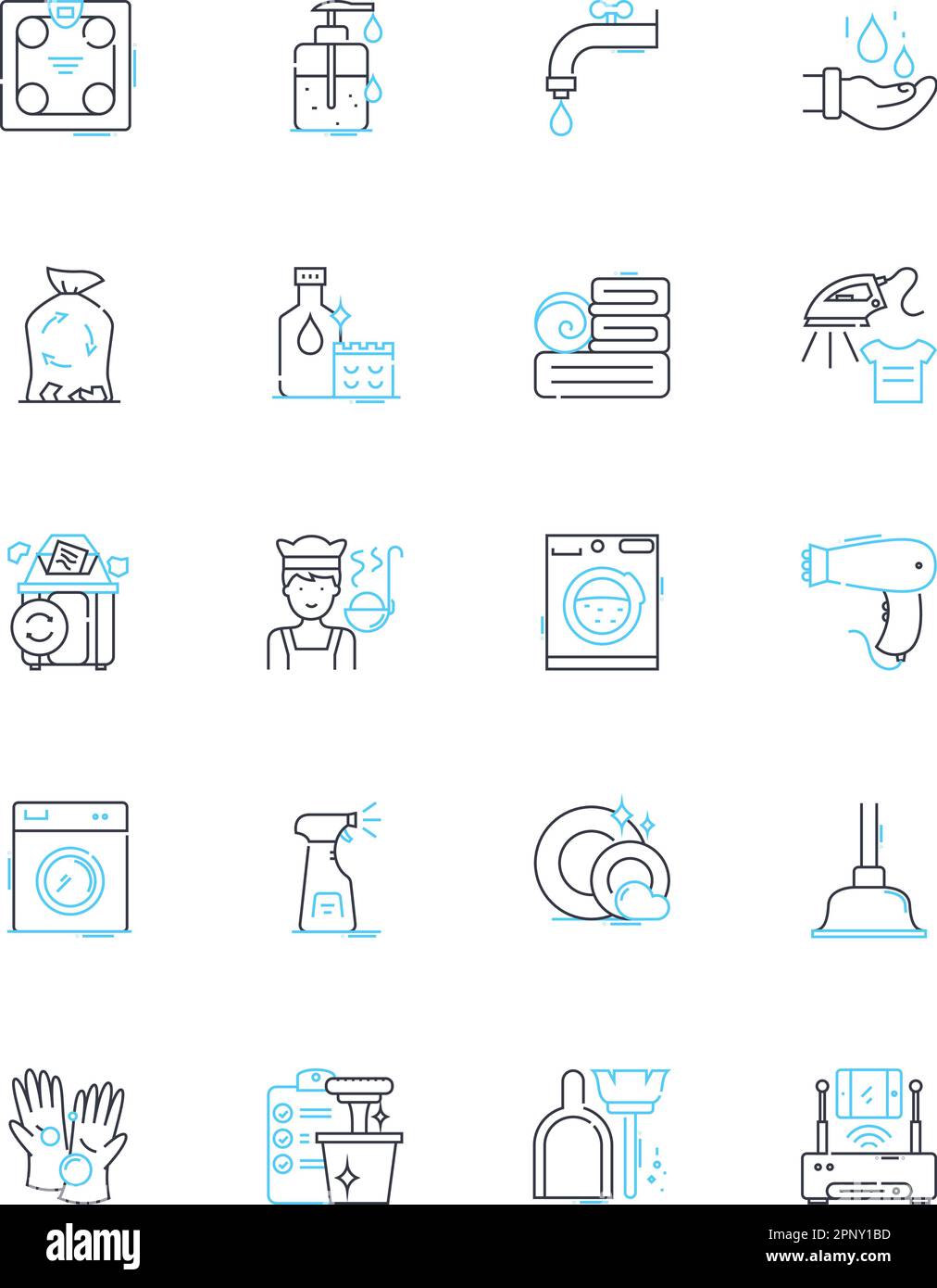 Cleaning company linear icons set. Disinfecting, Sanitizing, Tidying ...