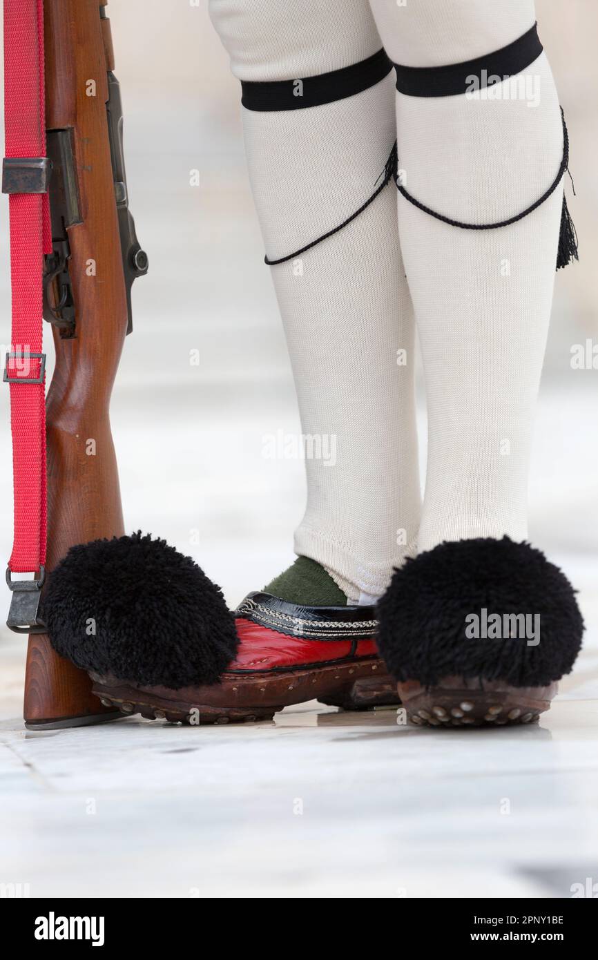 Greece, Athens, close up detail of one of the guards guarding the ...
