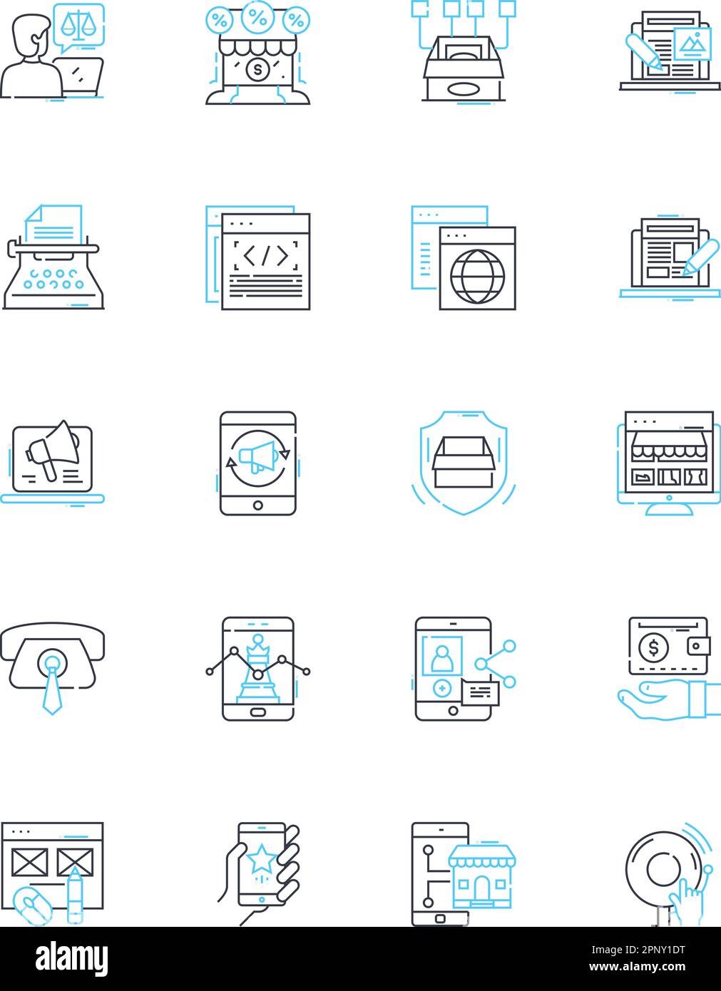 Social network linear icons set. Connections, Sharing, Nerking ...