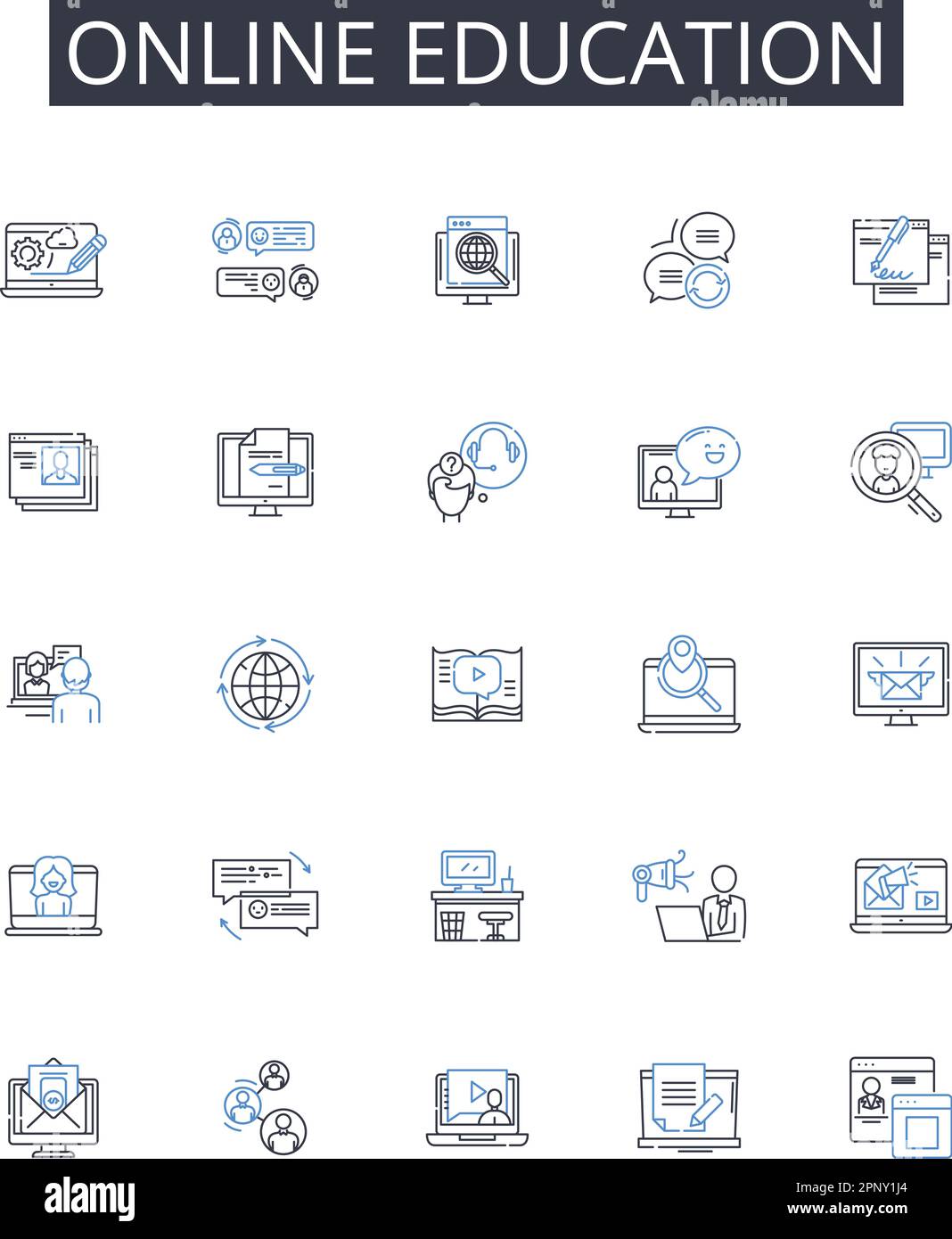 Online education line icons collection. Digital learning, E-Learning ... Online education line icons collection. Digital learning, E-Learning ...