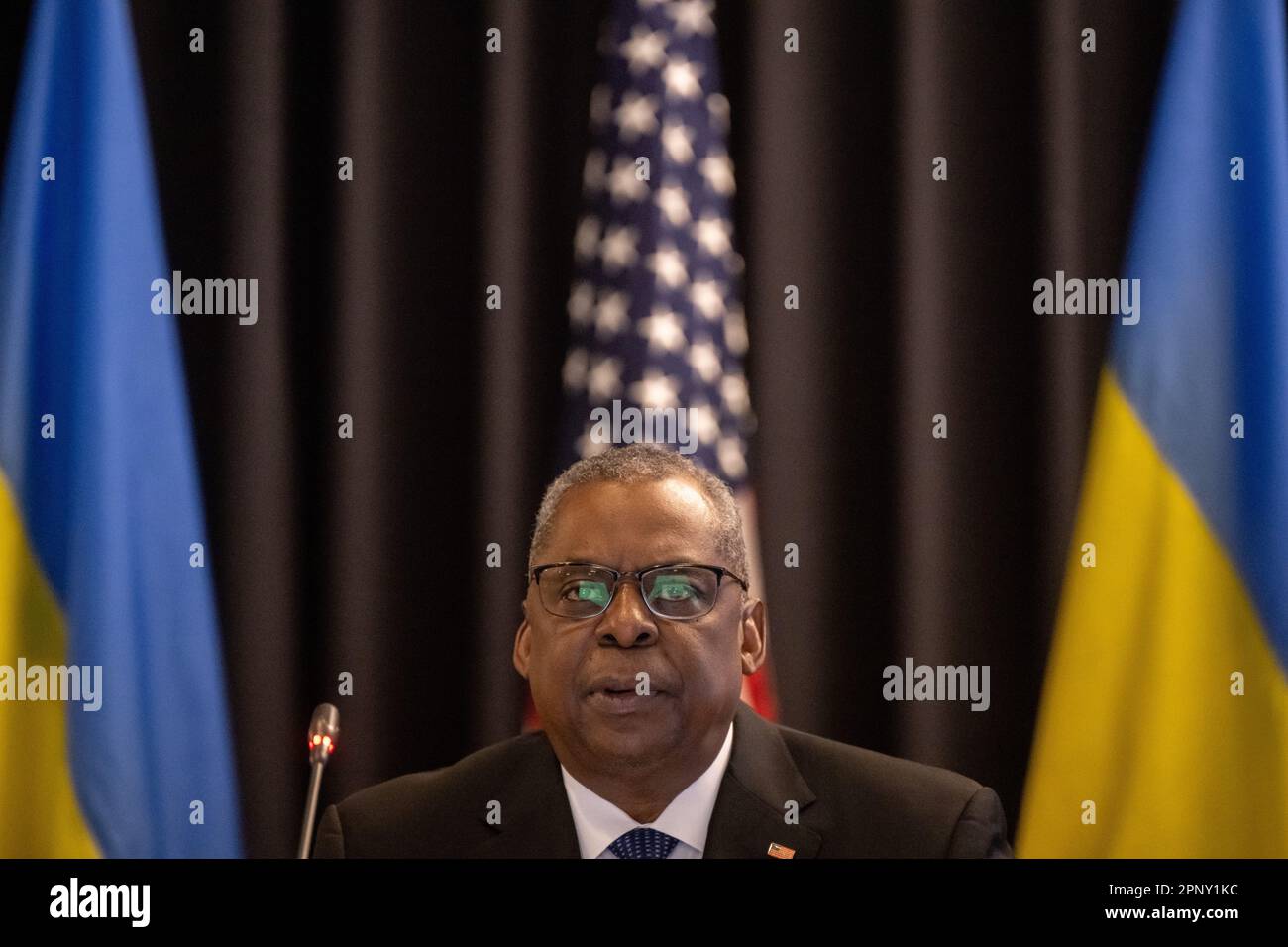 Ramstein Miesenbach, Germany. 21st Apr, 2023. Lloyd Austin, U.S ...