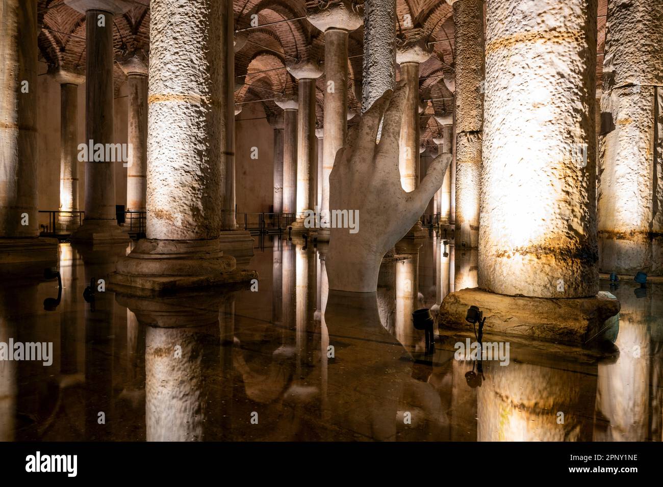 Art installation inside Basilica Cistern (Cisterna Basilica), Istanbul ...
