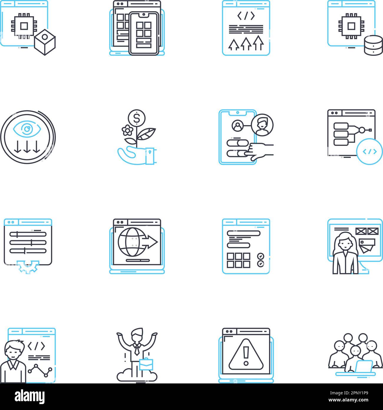 Content creation linear icons set. Creativity, Strategy, Innovation ...