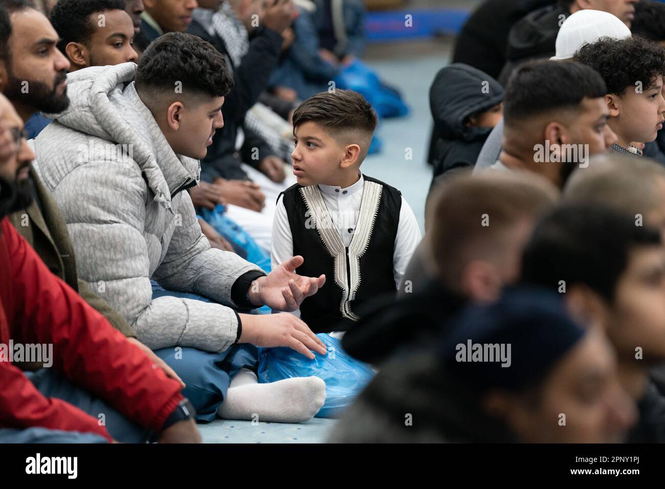 Worshippers gather for prayers at Green Lane Masjid in Birmingham as ...