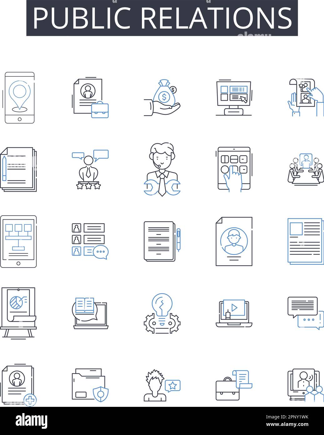public relations line icons collection. Social media, Marketing ...