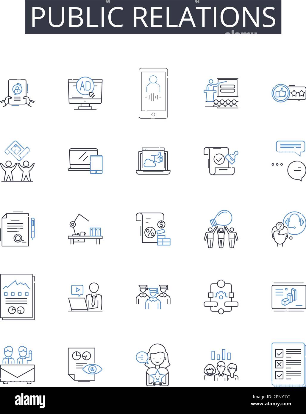 public relations line icons collection. Social media, Marketing ...