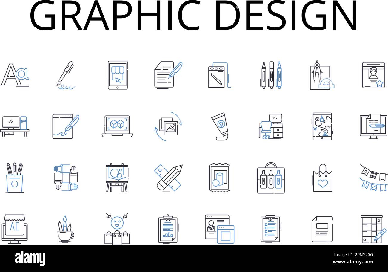 Graphic design line icons collection. Web development, Game design ... Graphic design line icons collection. Web development, Game design ...