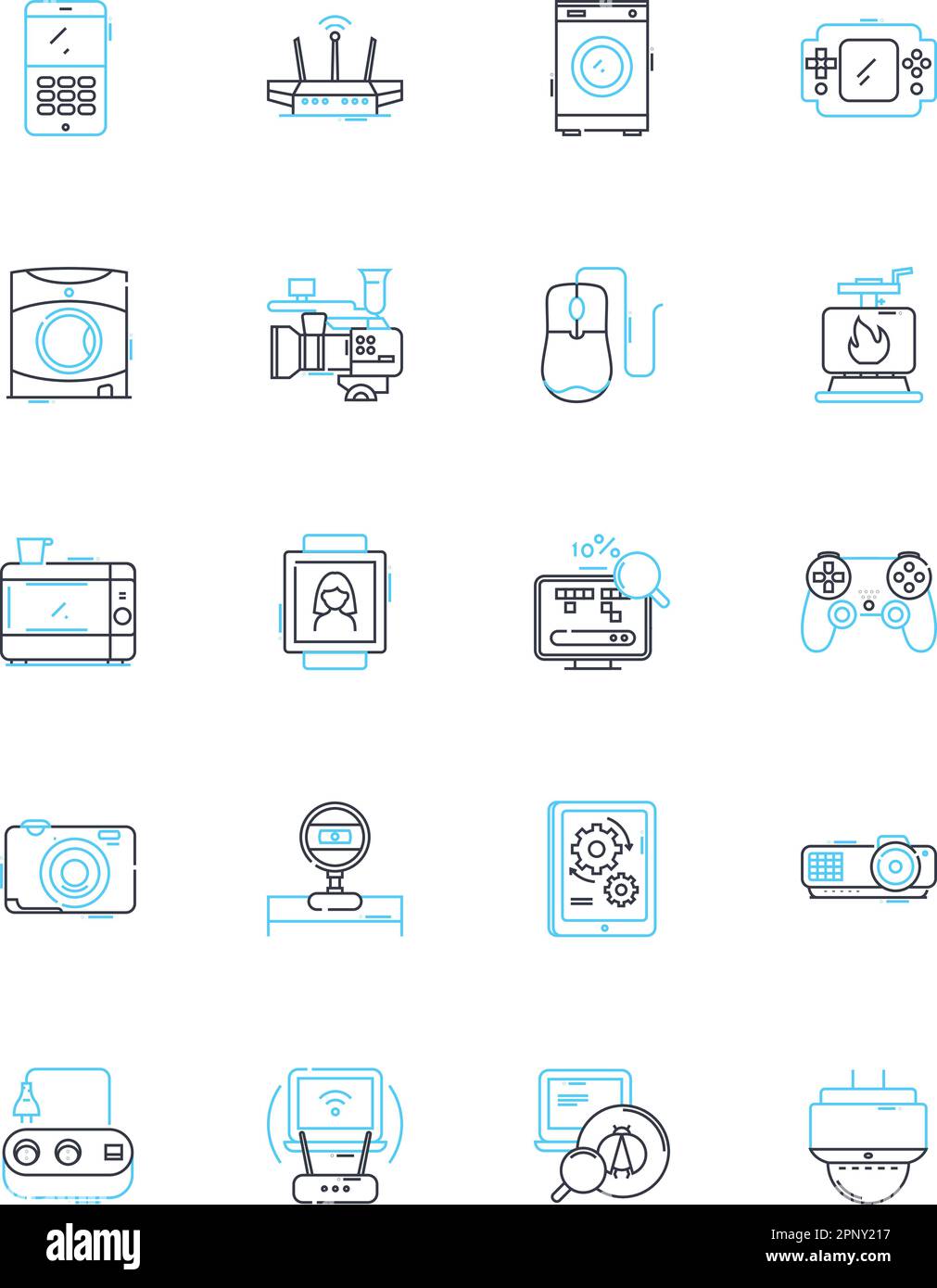 Device advancements linear icons set. Innovation, Progression ...