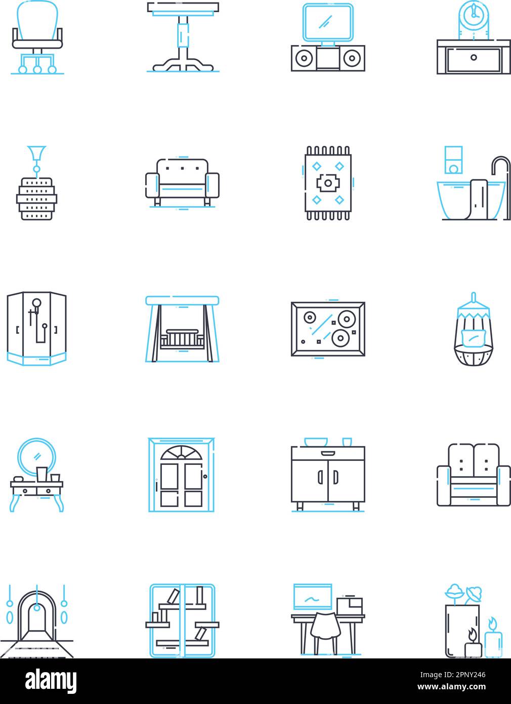 Chairs linear icons set. Comfort, Seating, Upholstery, Backrest ...