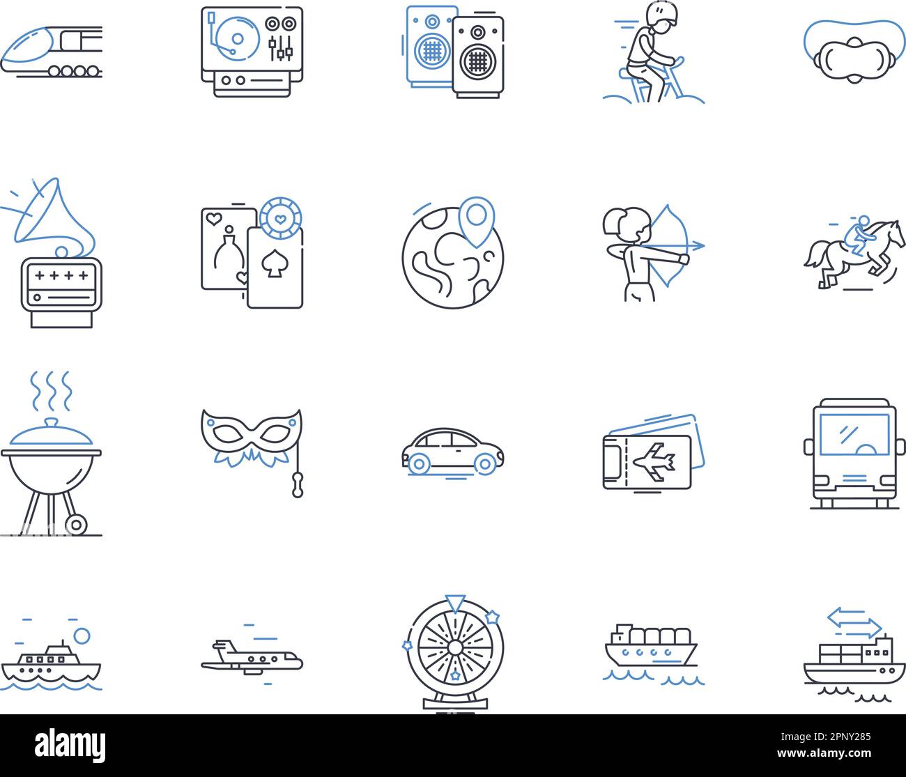 Trek line icons collection. Exploration, Adventure, Discovery, Frontier ... Trek line icons collection. Exploration, Adventure, Discovery, Frontier ...
