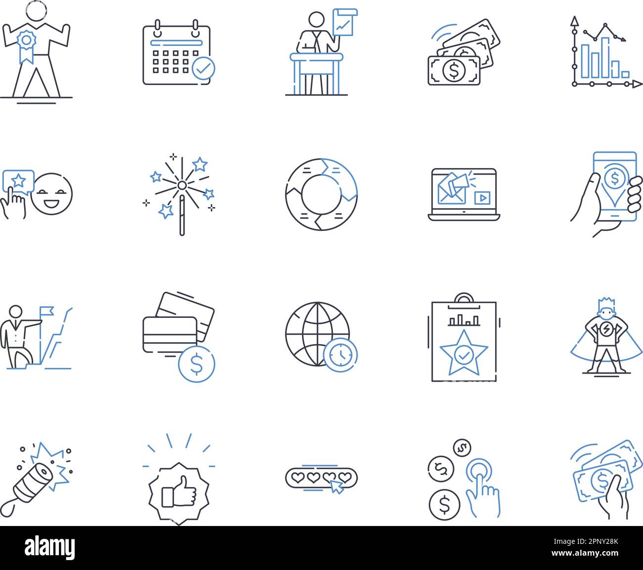 Cash attainment line icons collection. wealth, prosperity, fortune ...