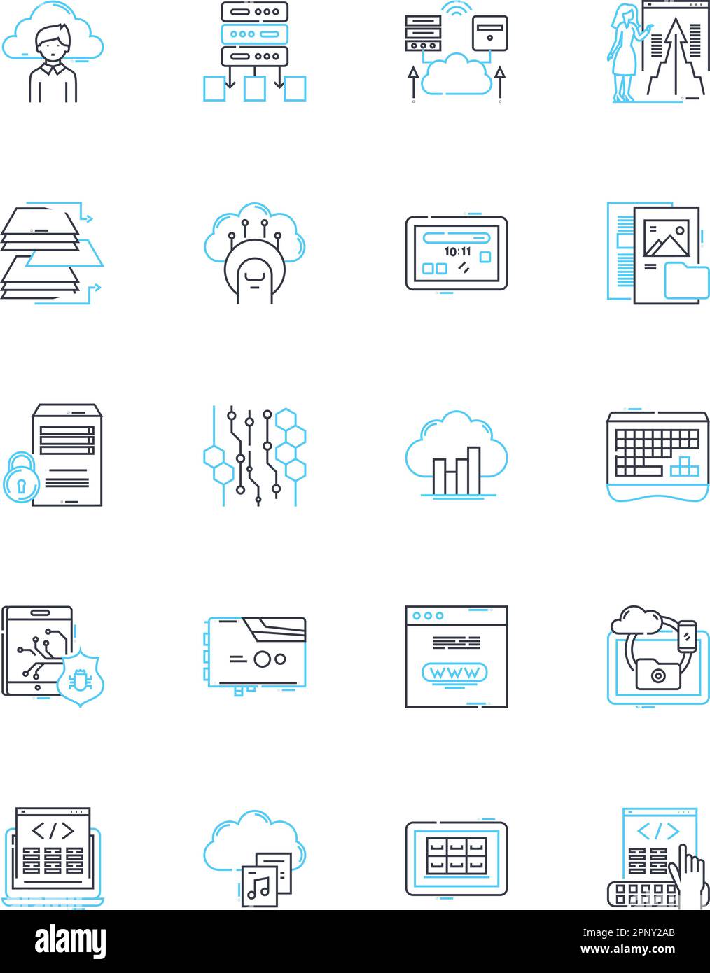 Web Analytics Linear Icons Set Tracking Analysis Metrics Conversion Behavior Segmentation
