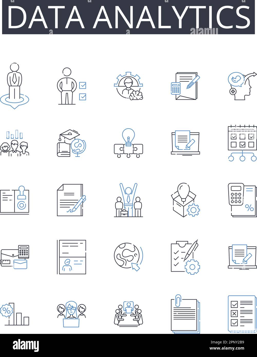Data Analytics Line Icons Collection Expertise Perfection