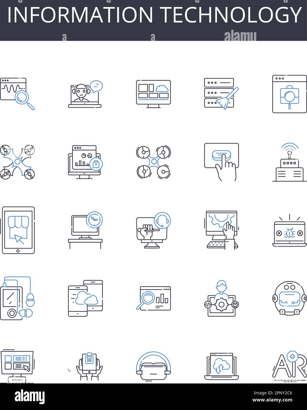 Information technology line icons collection. Revenue, Profits, Sales ...