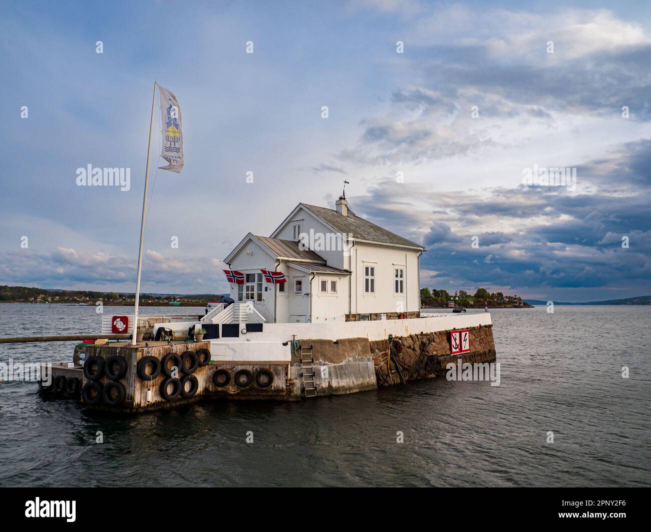 Oslo, Norway - Sep, 2022: Former lighthouse on small island in the ...
