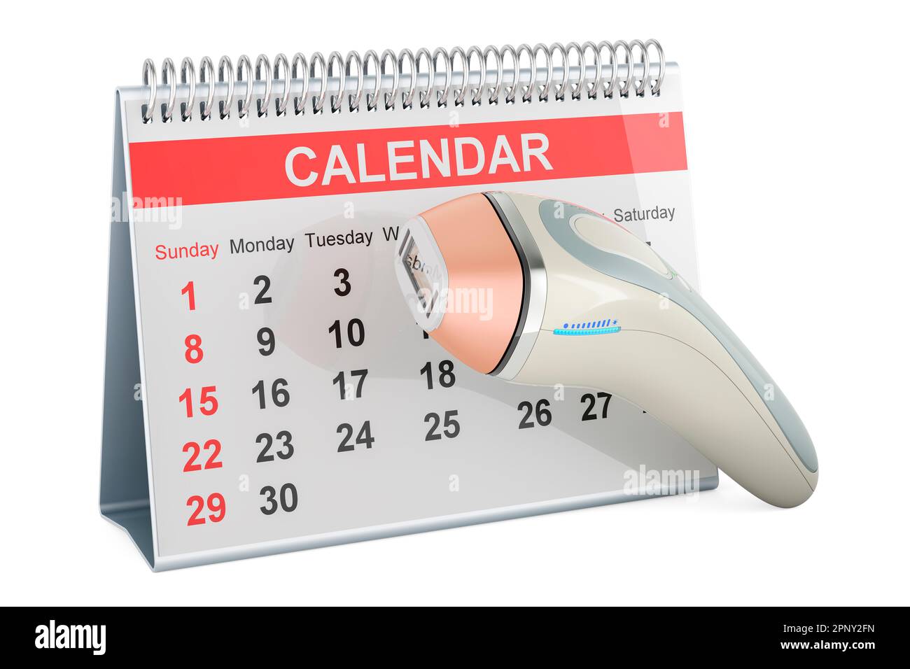 Hair remover with desk calendar, 3D rendering isolated on white ...