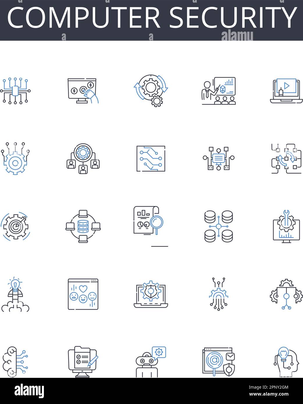 Computer security line icons collection. News, Reporting, Investigative ...