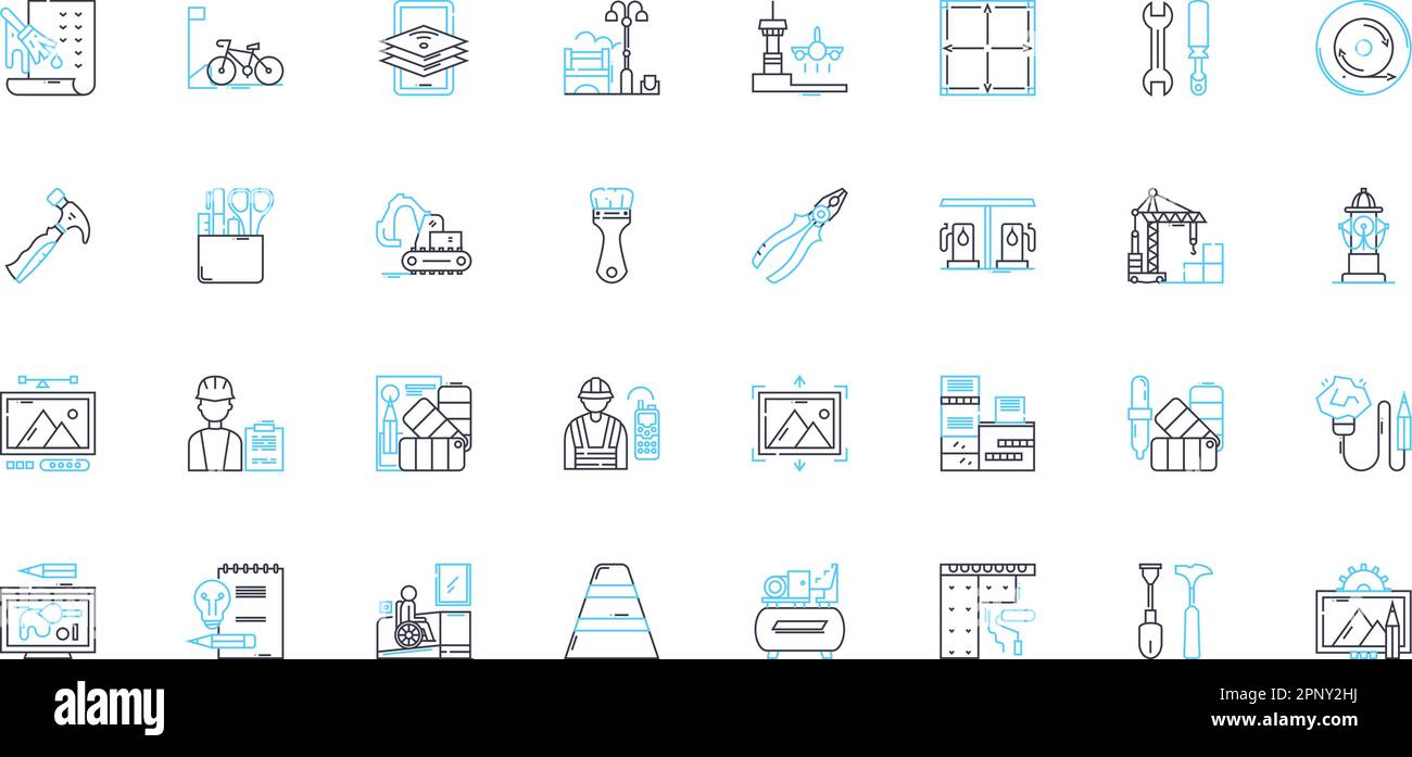 Structure linear icons set. Architecture, Framework, Design ...