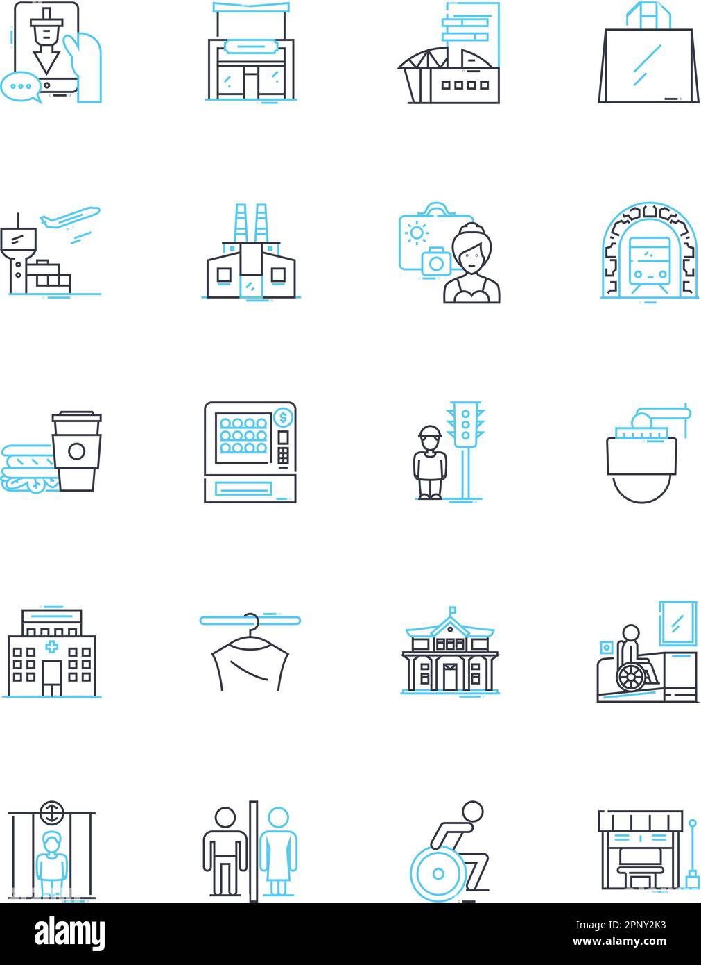 Town linear icons set. Community, Charm, History, Culture, Tradition ...
