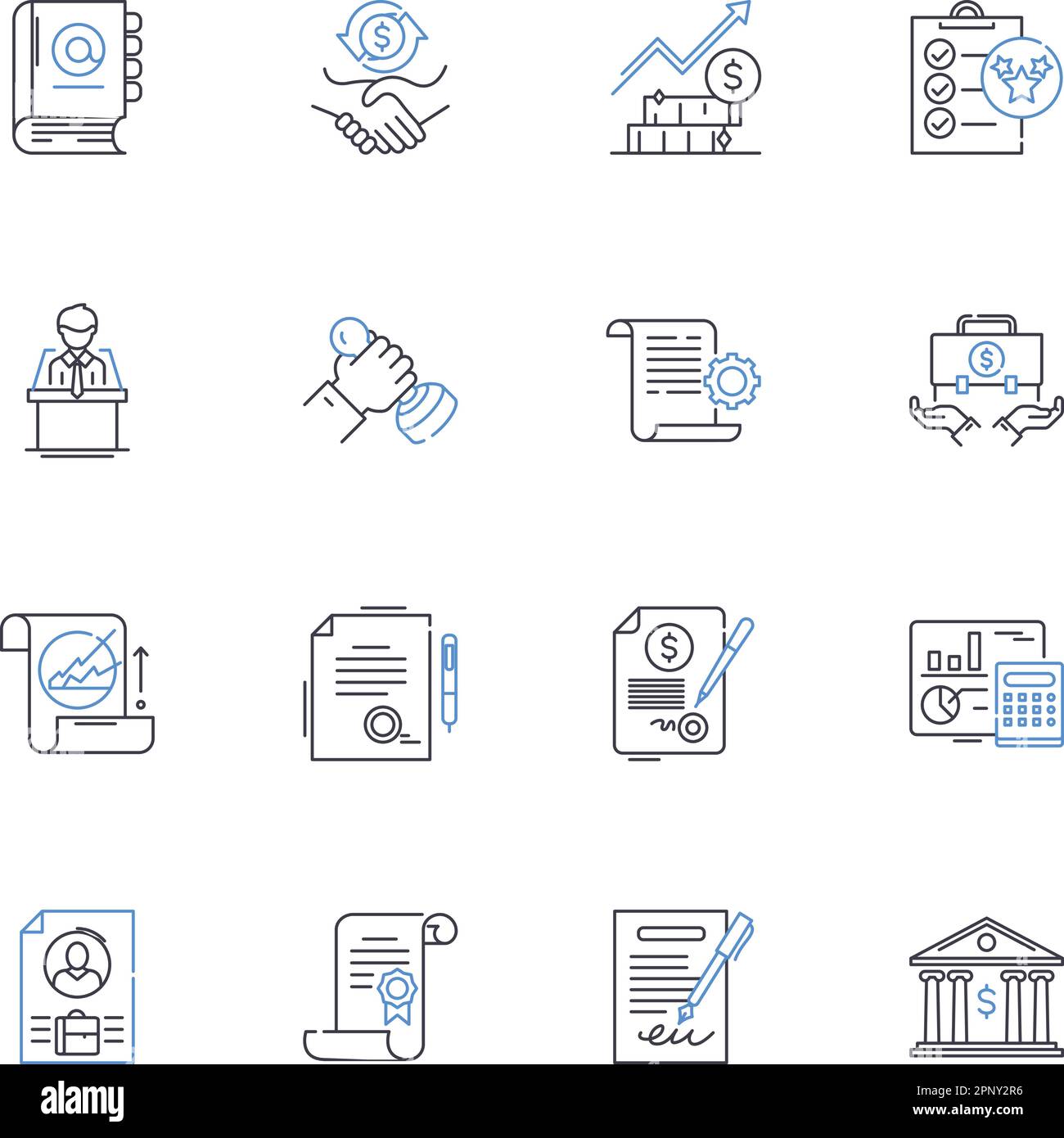 Policy line icons collection. Regulations, Governance, Guidelines ...