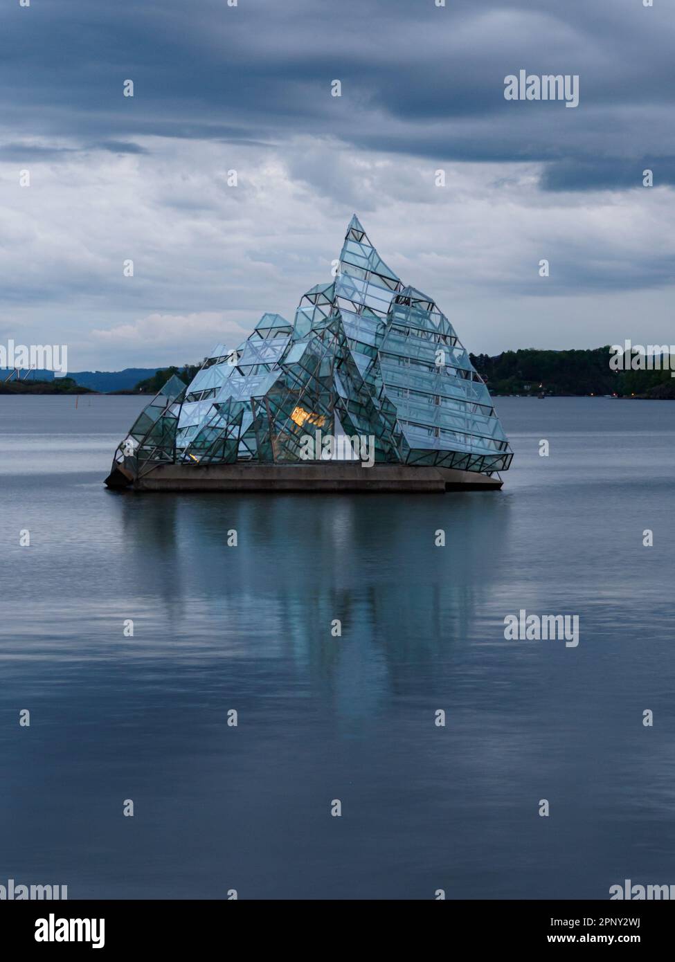 Oslo Norway - May 2022: An 2 meters high steel and glass sculpture ...