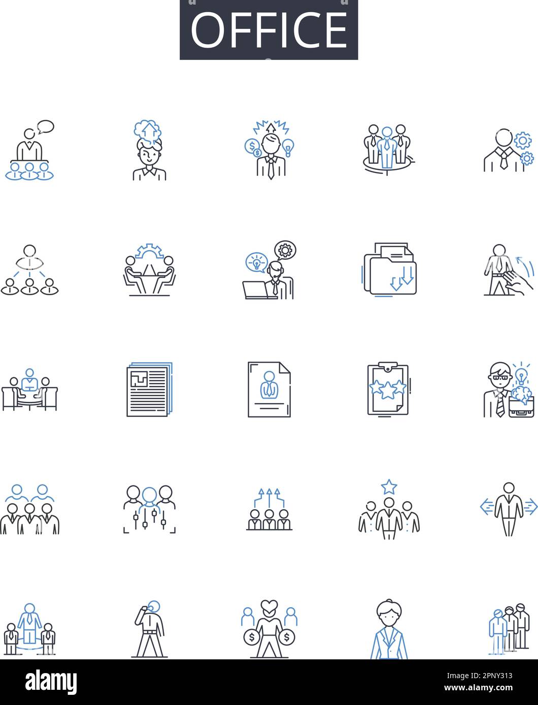 Office Line Icons Collection Workplace Company Employment Business Workspace Enterprise