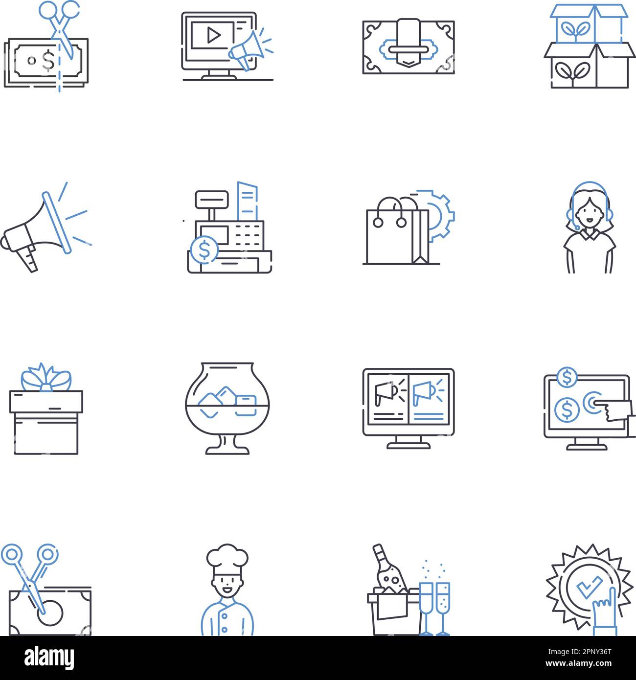 Gift shop line icons collection. Presents, Souvenirs, Trinkets ...