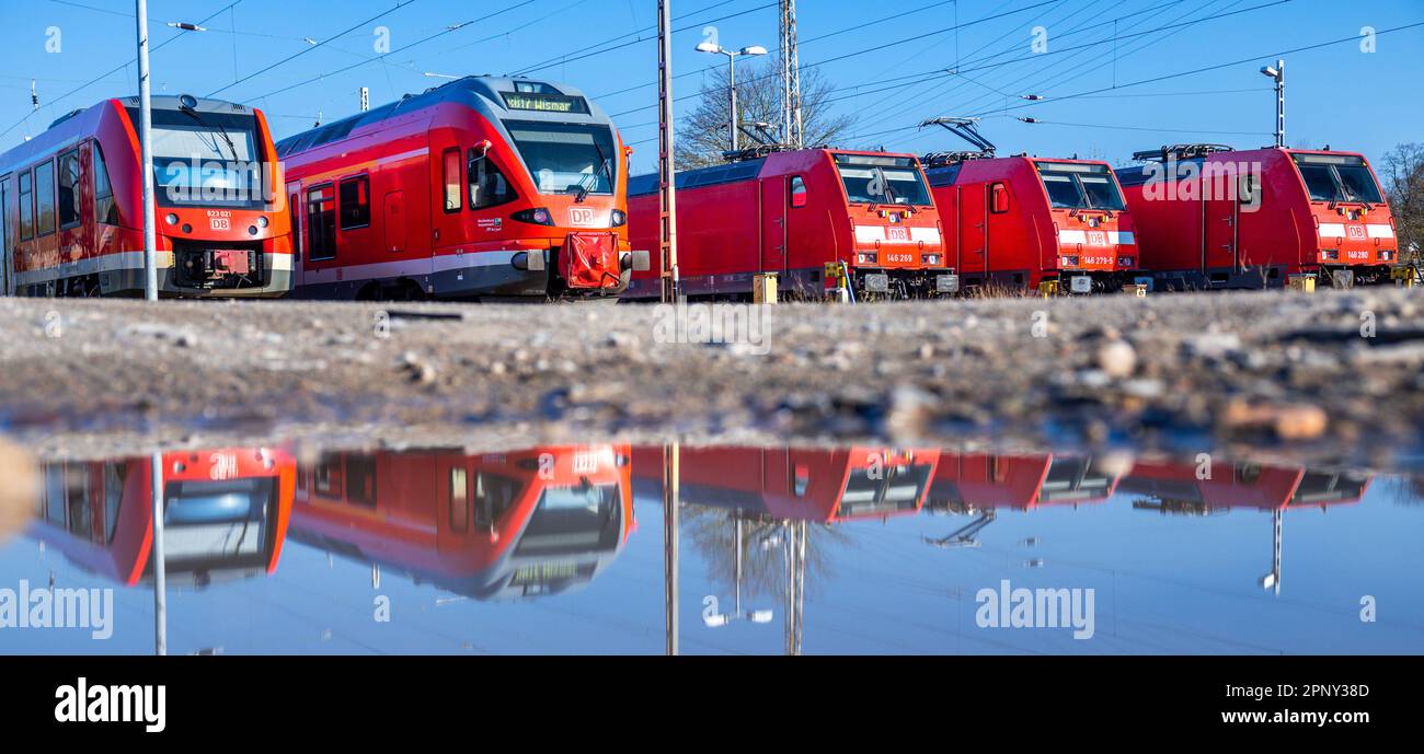 Schwerin, Germany. 21st Apr, 2023. Passenger trains of Deutsche Bahn ...