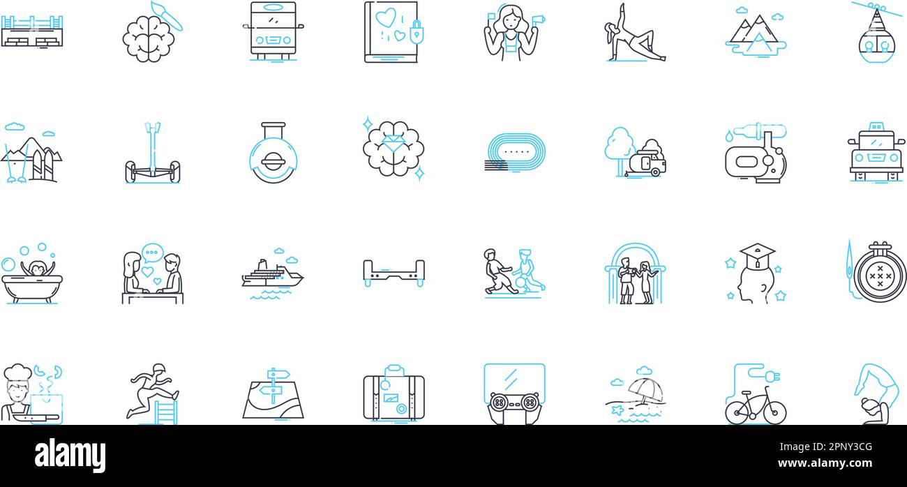 Active living linear icons set. Fitness, Health, Exercise, Movement ...