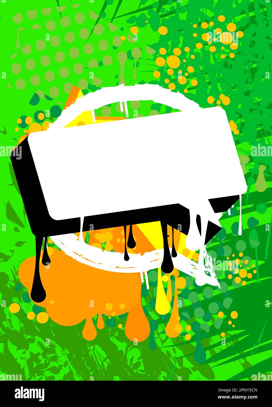 Graffiti white speech bubble with black shadow on colorful background ...