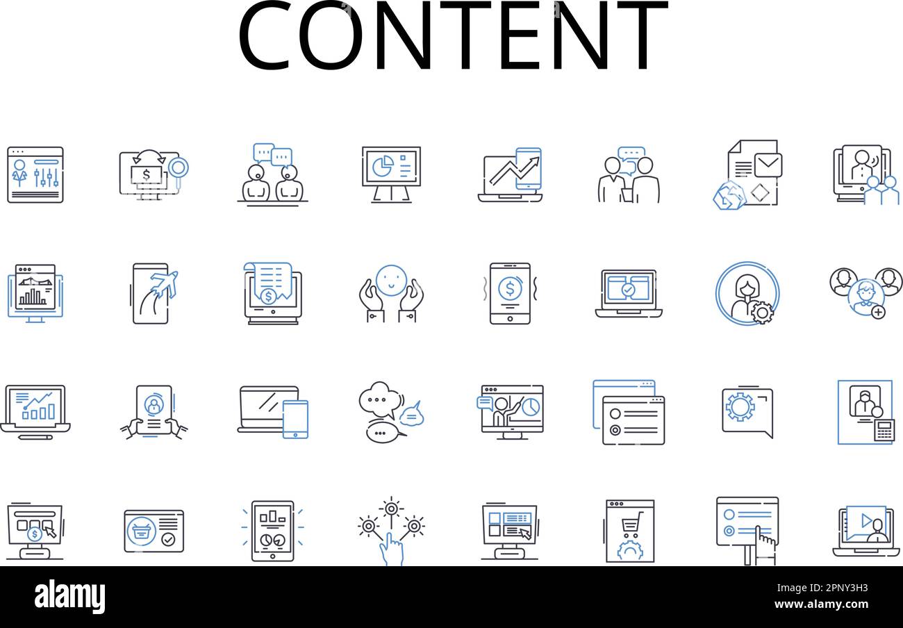 Content line icons collection. Substance, Material, Information ...