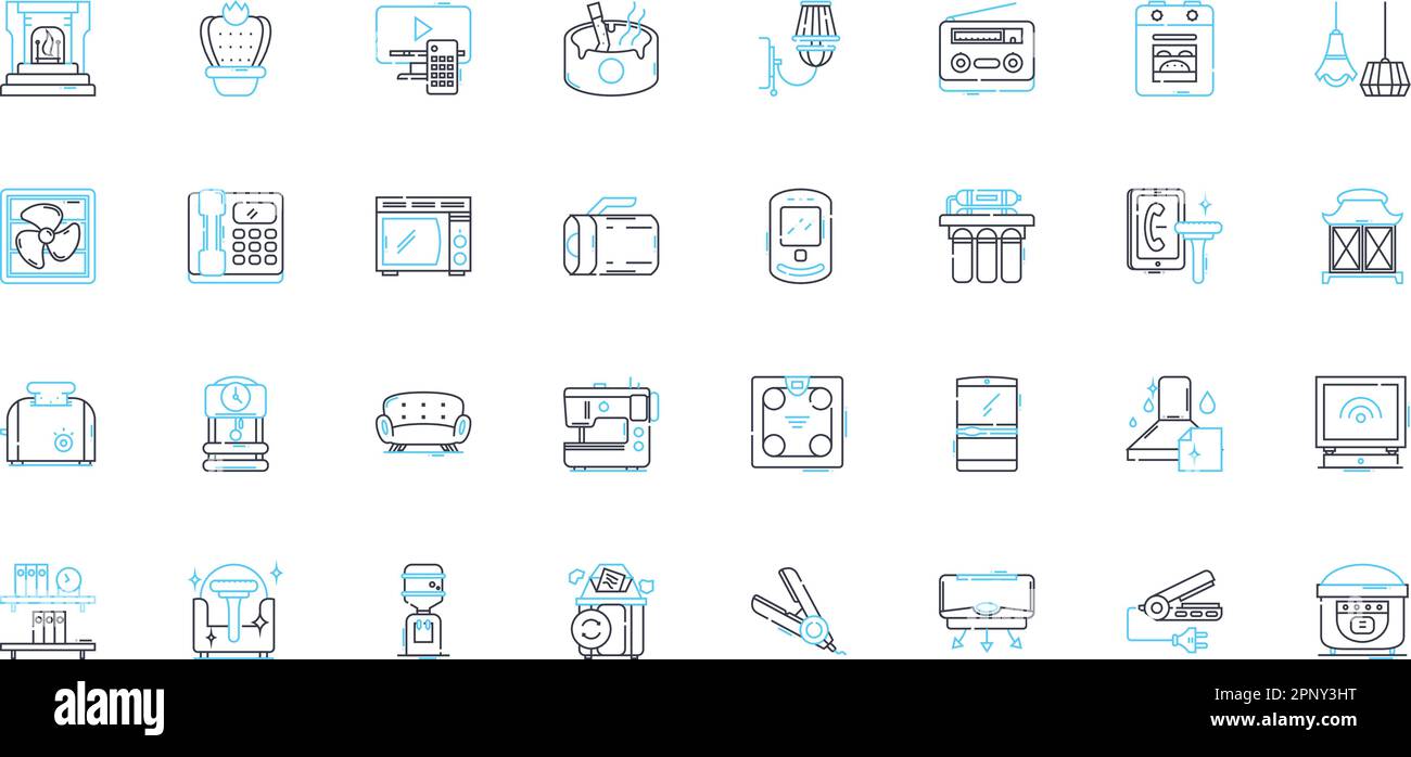 Smart devices linear icons set. Innovation, Efficiency, Connectedness, Intelligence, Automation ...