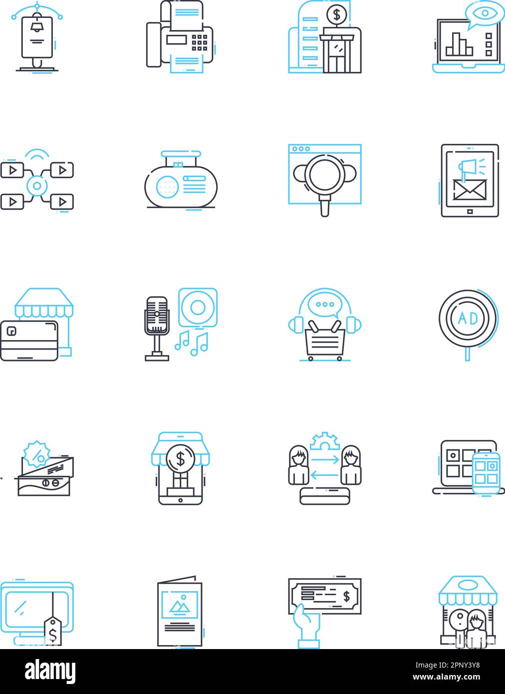 Marketing item linear icons set. Promotional, Branded, Advertisements ...