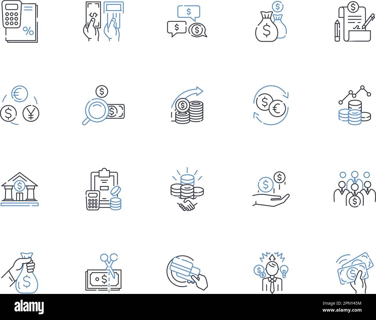 Savings management line icons collection. Budgeting, Investments ... Savings management line icons collection. Budgeting, Investments ...