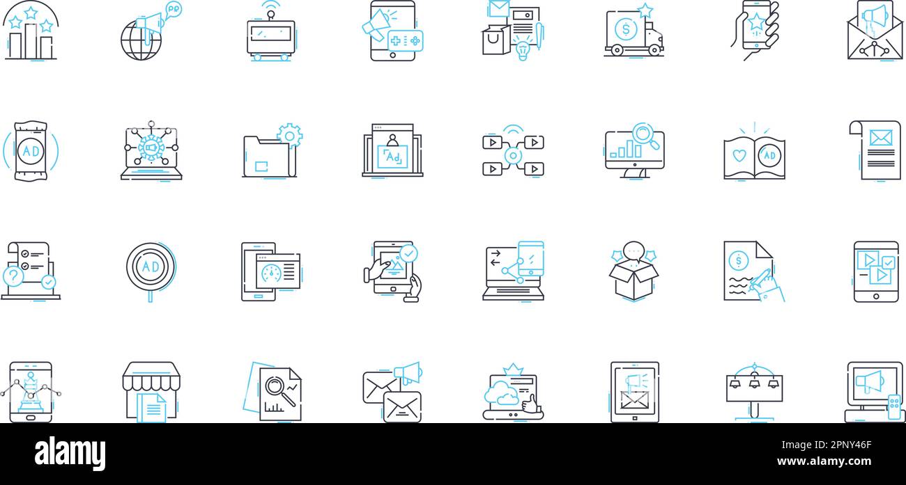 Marketing expansion linear icons set. Growth, Outreach, Expansion ...