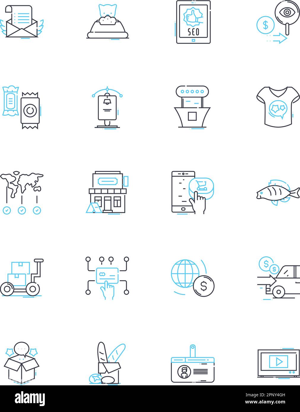 Eating dining linear icons set. Feast, Cuisine, Gourmet, Buffet, Bistro ...