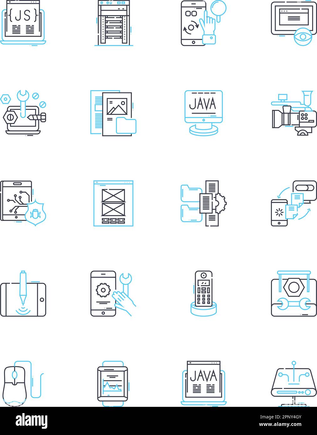Information Systems Linear Icons Set Database Analytics Nerking Cloud Security Automation