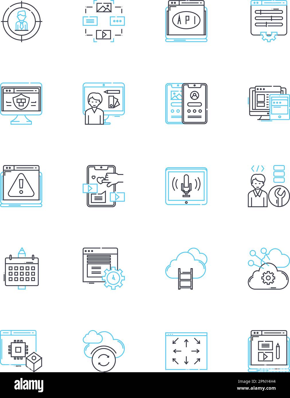 Market segmentation linear icons set. Demographics, Psychographics ...