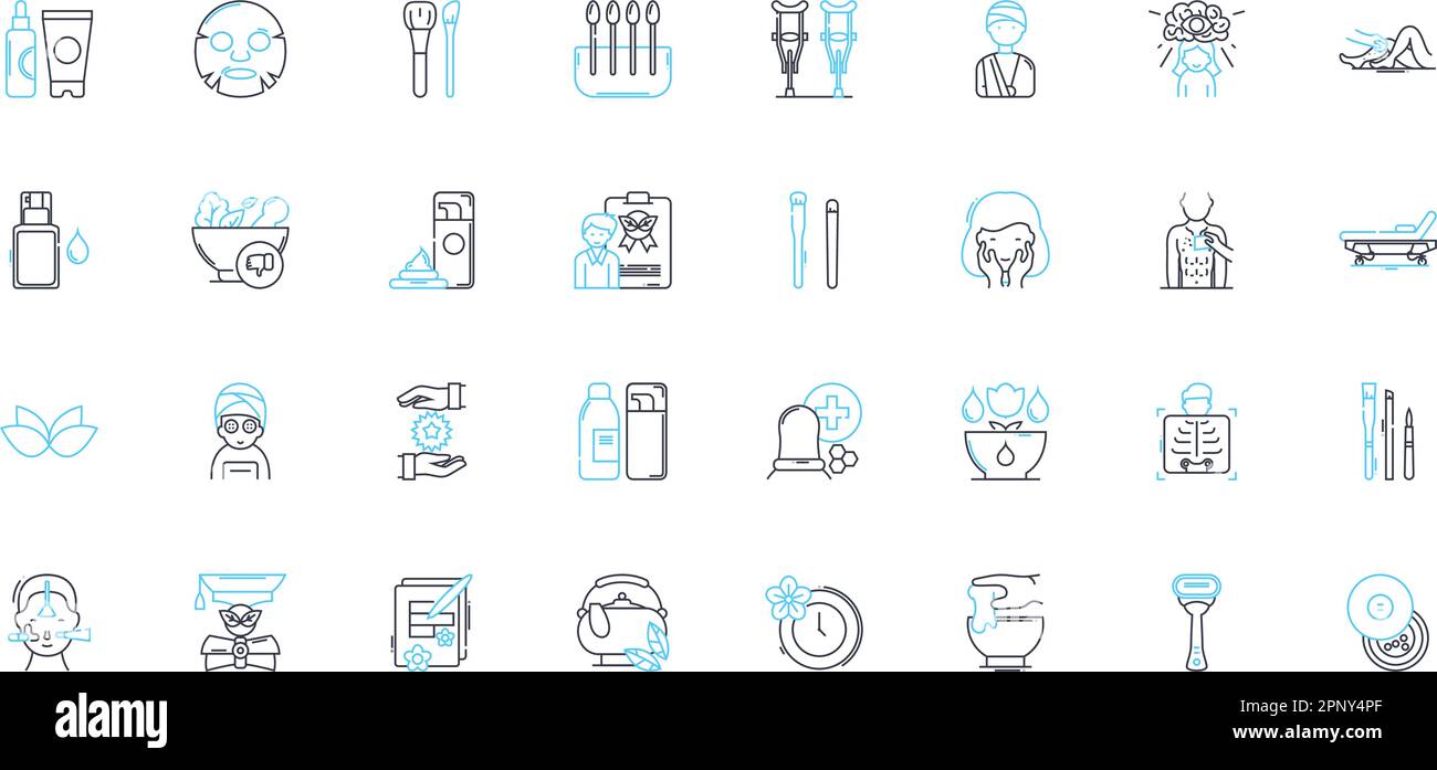 Barber shop linear icons set. Clippers, Shave, Fade, Razors, Beard ...