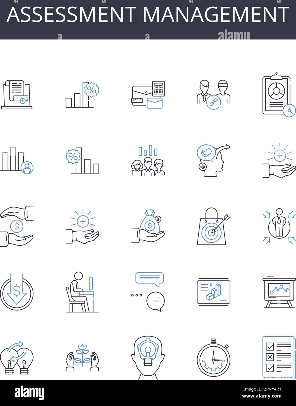 Assessment management line icons collection. Innovation, Risk-taking ...