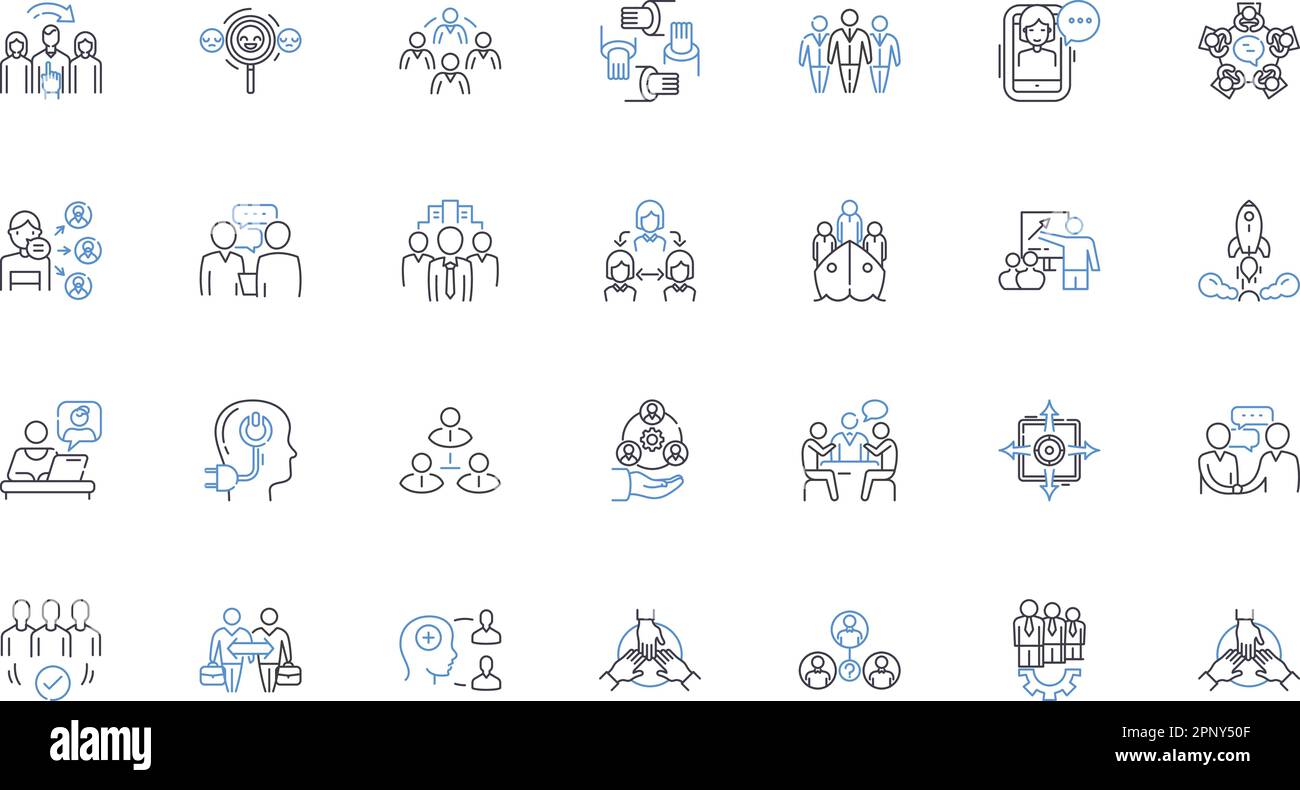 Collaborative work line icons collection. Cooperation, Synergy ... Collaborative work line icons collection. Cooperation, Synergy ...
