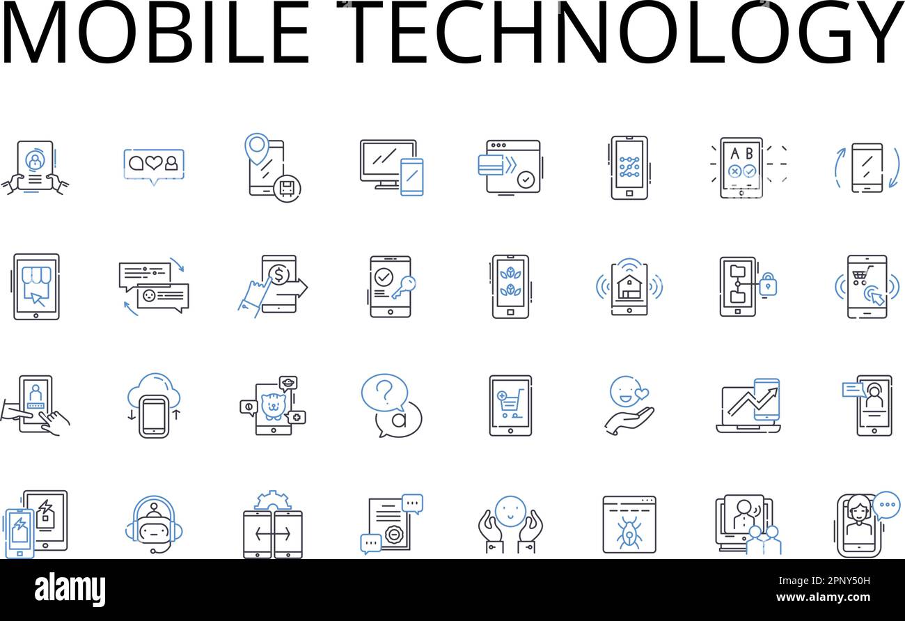 Mobile technology line icons collection. Digital innovation, Smart ...