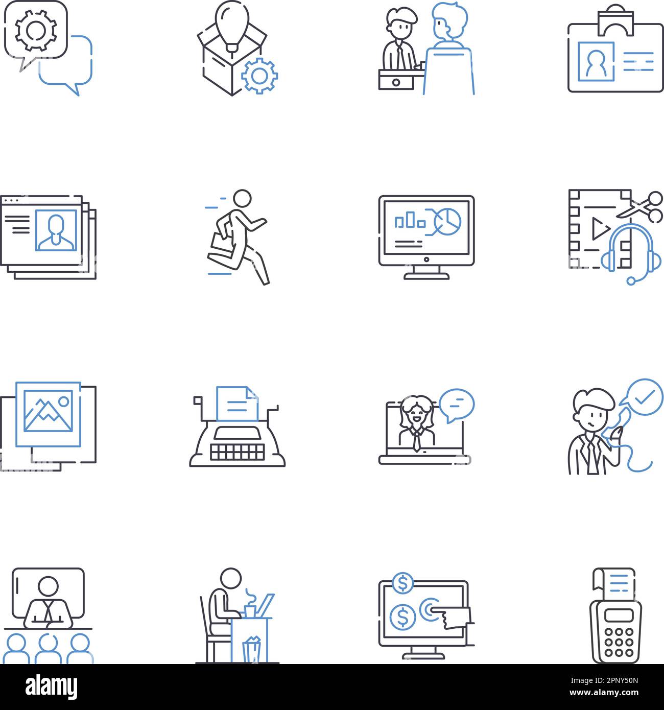 Digital employees line icons collection. Automation, Virtual, AI, Robot ...
