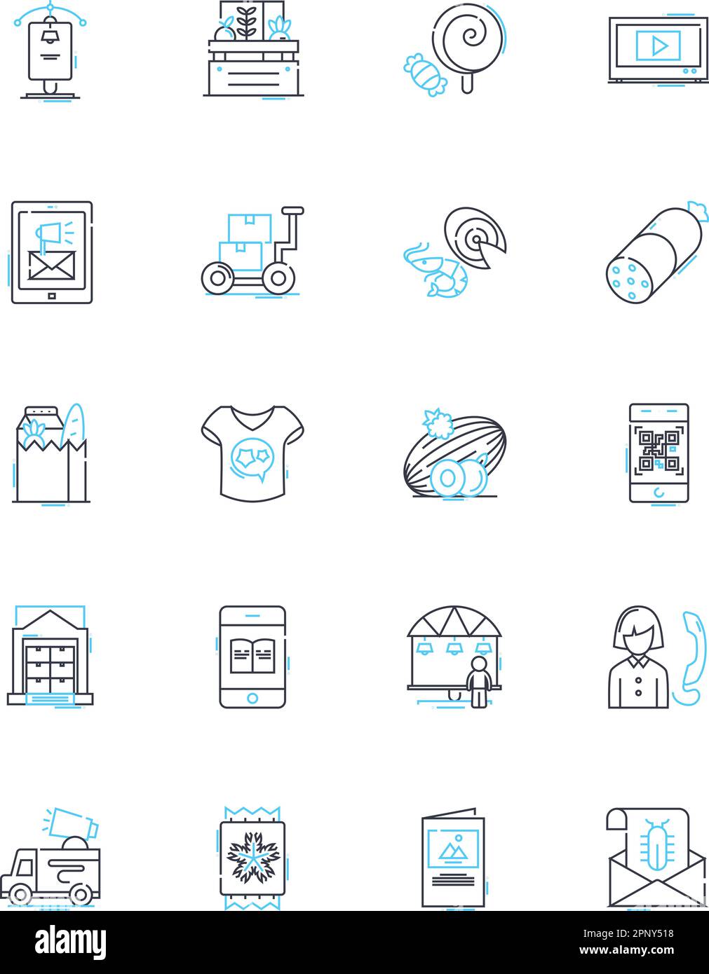Peddle linear icons set. Bicycle, Sell, Trade, Market, Street ...