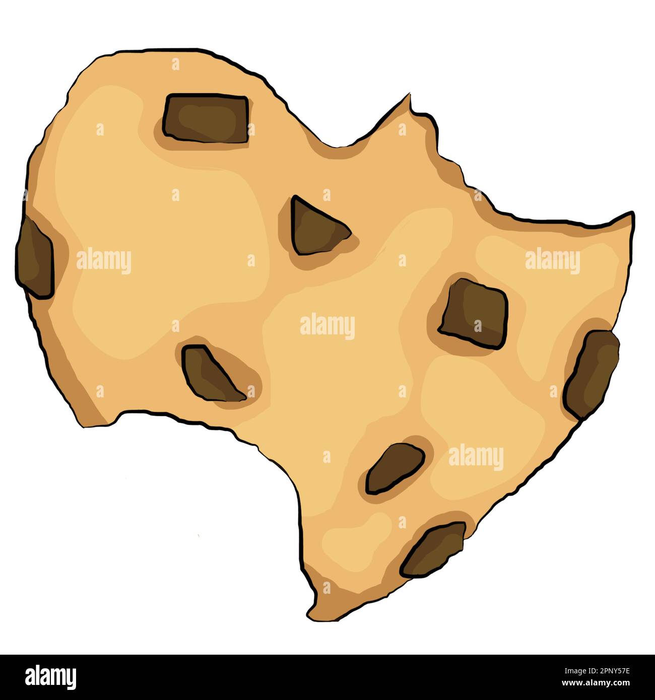 isolated hand-drawn a strack of heart shaped chocolate chip cookies ...