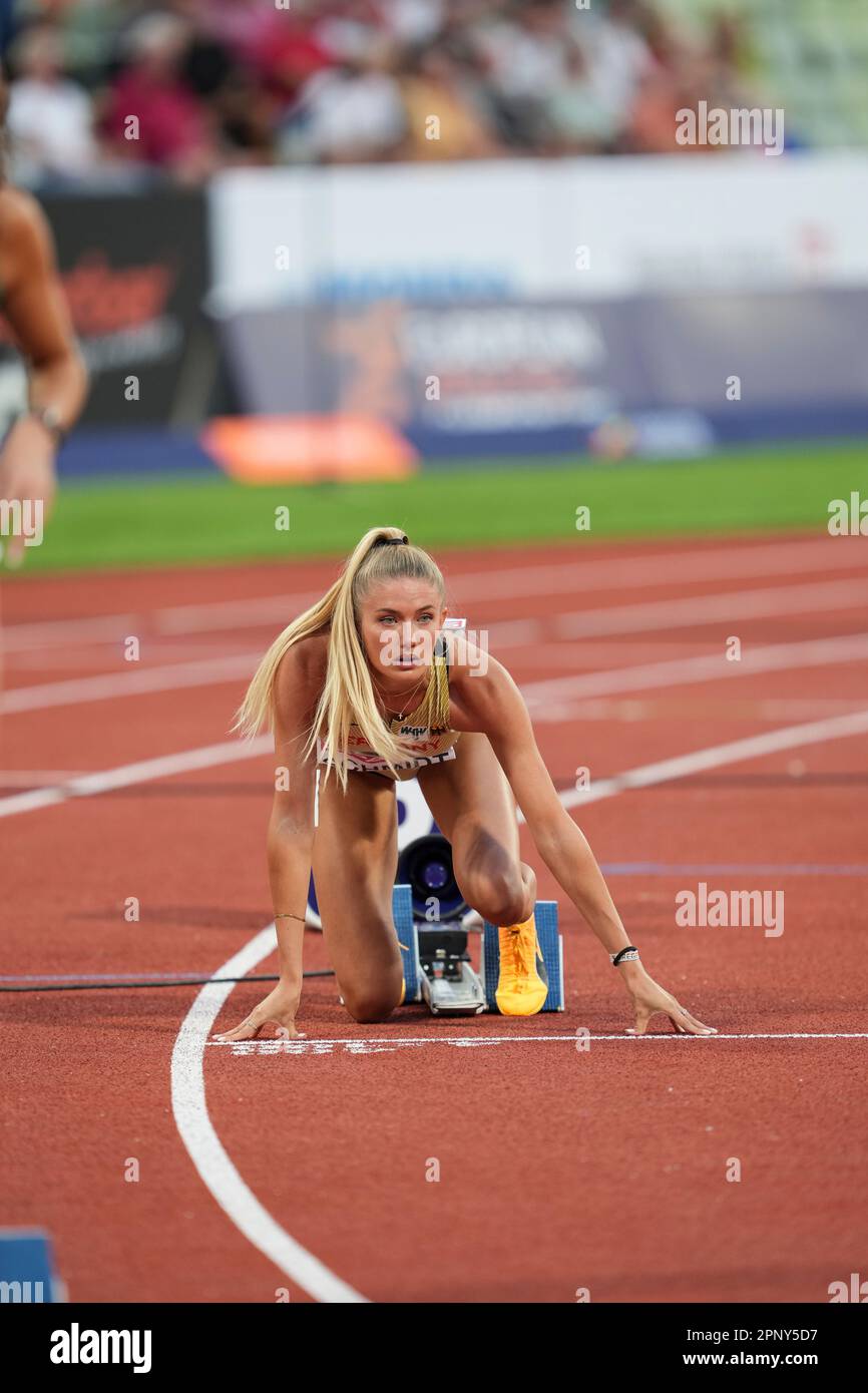 Alica Schmidt participating in the 400 meters of the European Athletics ...