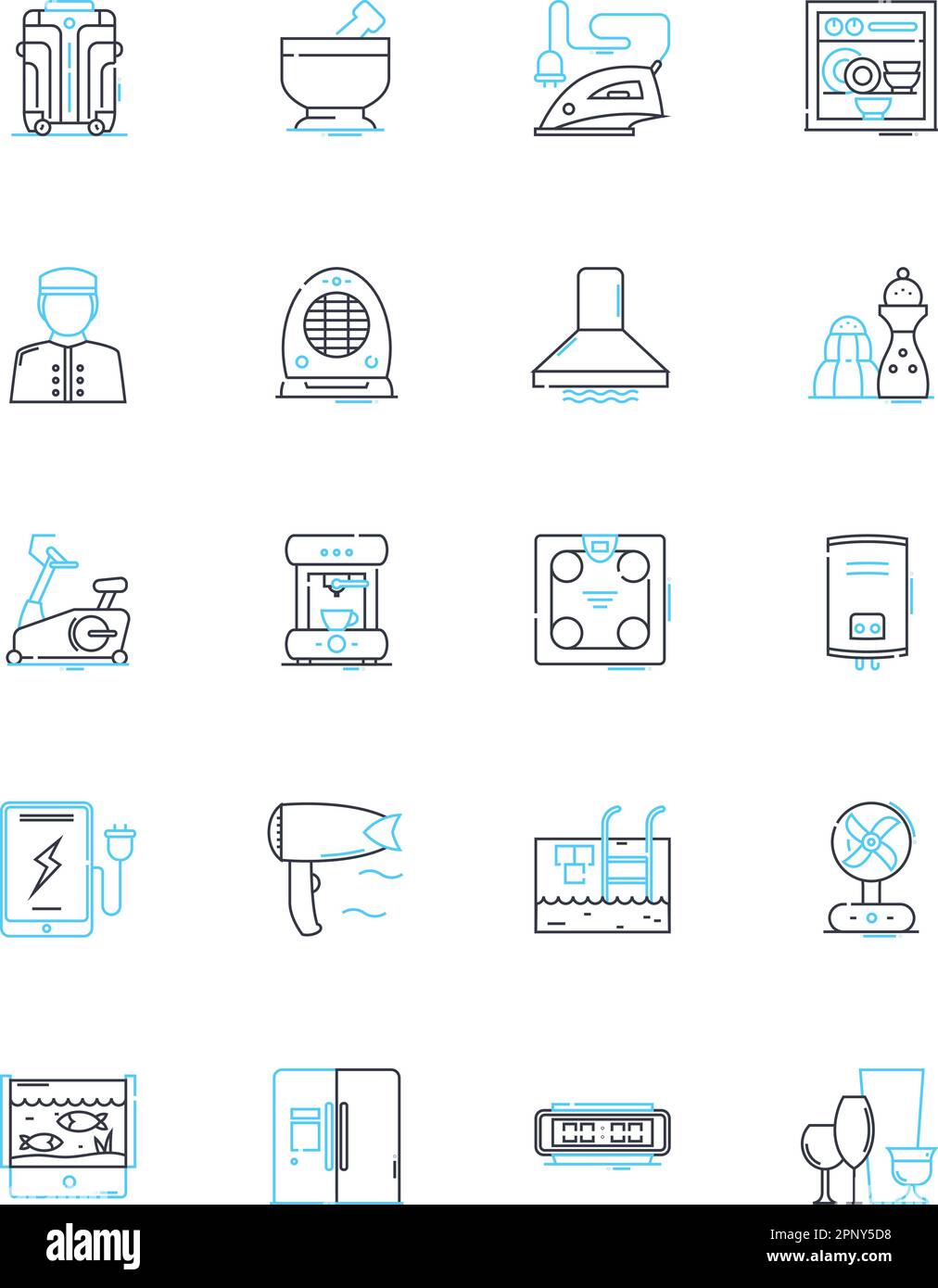 Galley linear icons set. Food, Kitchen, Cooking, Boats, Water, Nautical ...