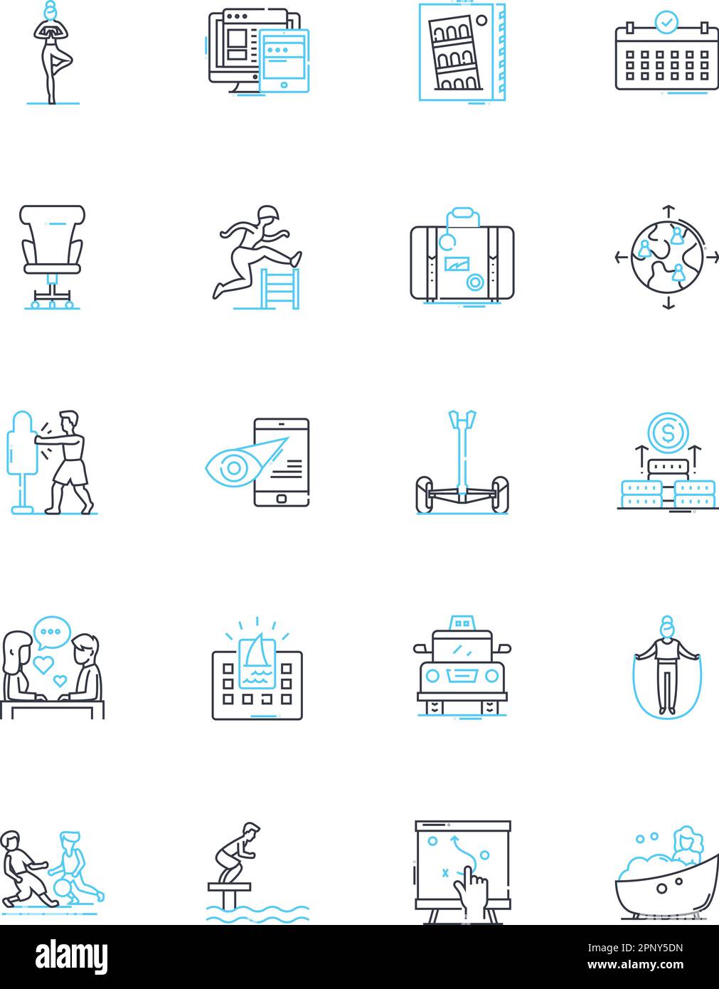 Executive vacation linear icons set. Luxurious, Serene, Exclusive ...